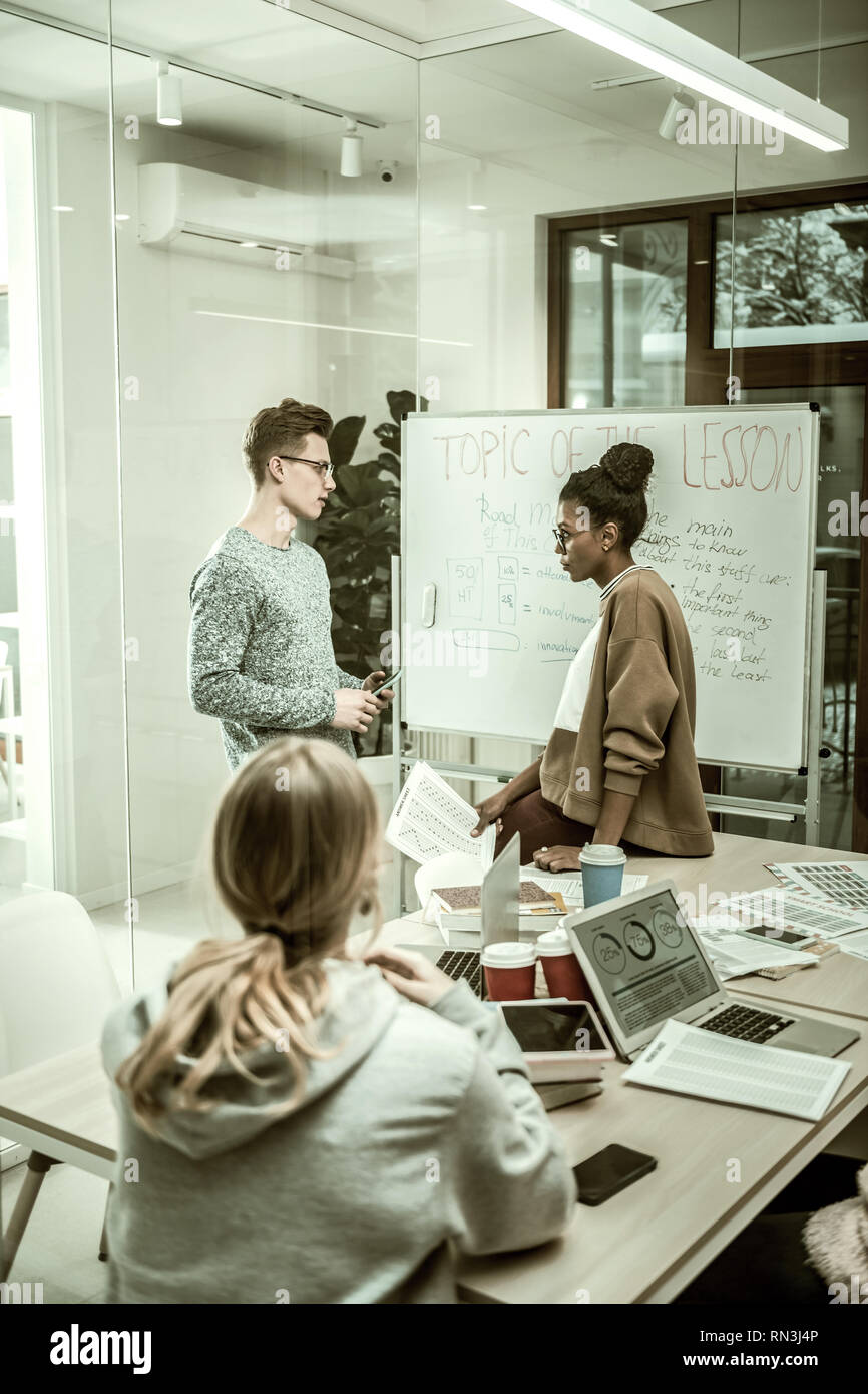 Teacher presenting project classroom hi-res stock photography and ...