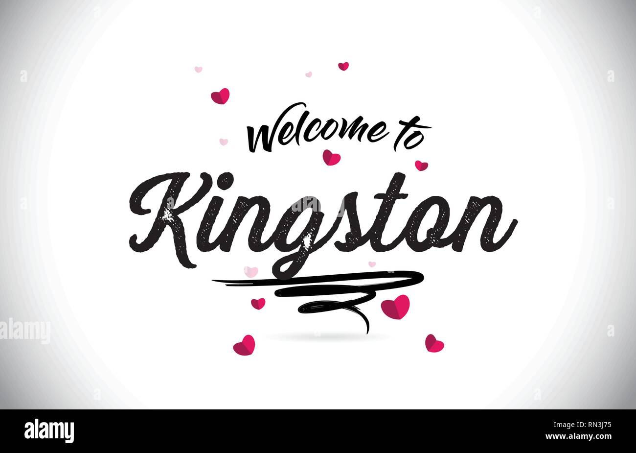 Kingston Welcome To Word Text with Handwritten Font and Pink Heart ...