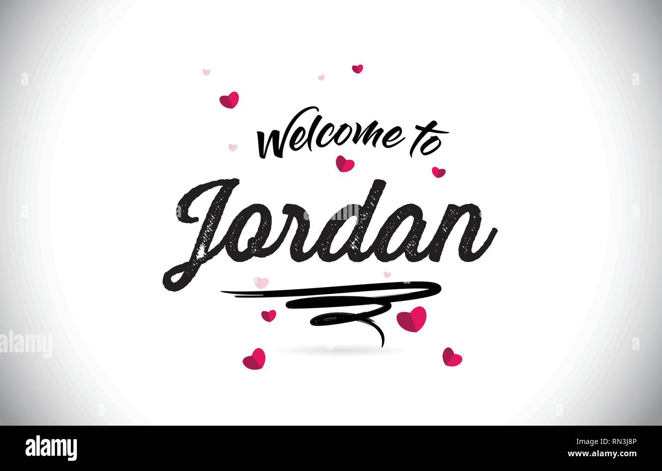 Jordan Welcome To Word Text with Handwritten Font and Pink Heart Shape ...