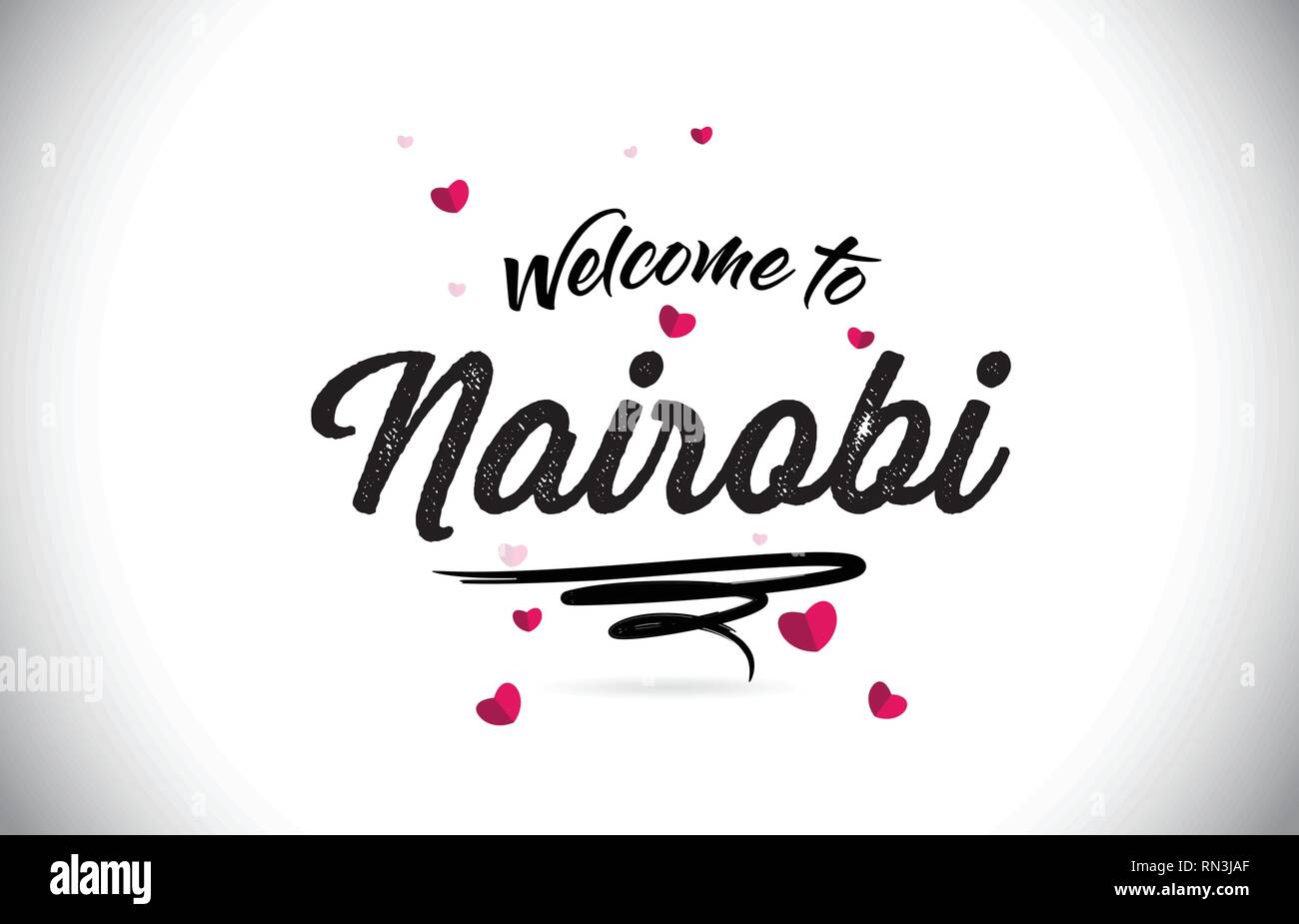 Nairobi Welcome To Word Text with Handwritten Font and Pink Heart Shape ...