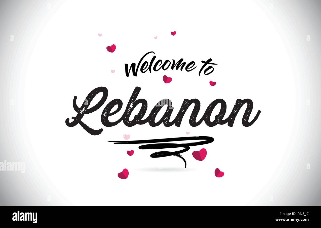 Lebanon Welcome To Word Text with Handwritten Font and Pink Heart Shape ...