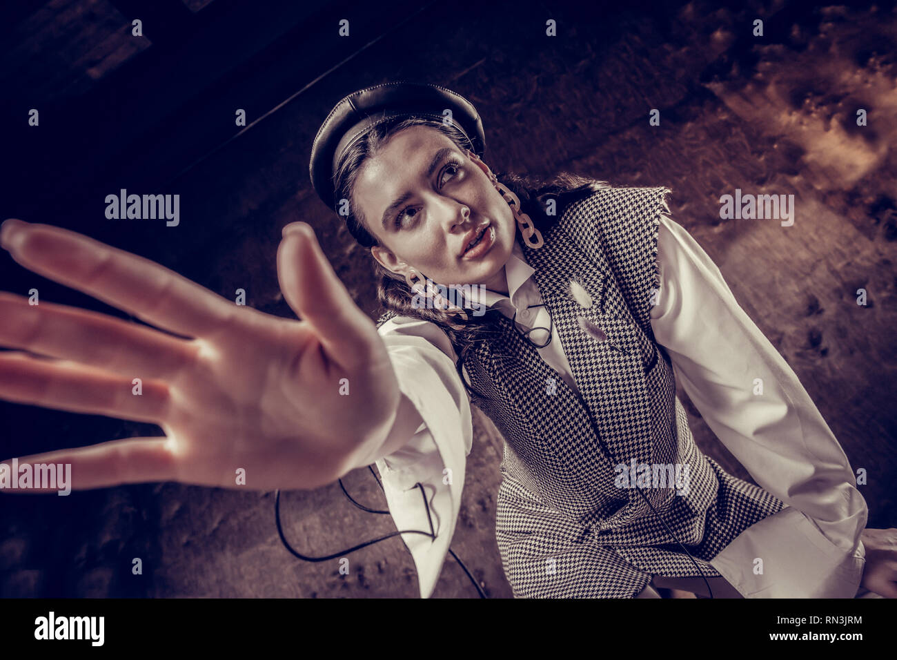 Low angle of a beautiful young woman Stock Photo - Alamy