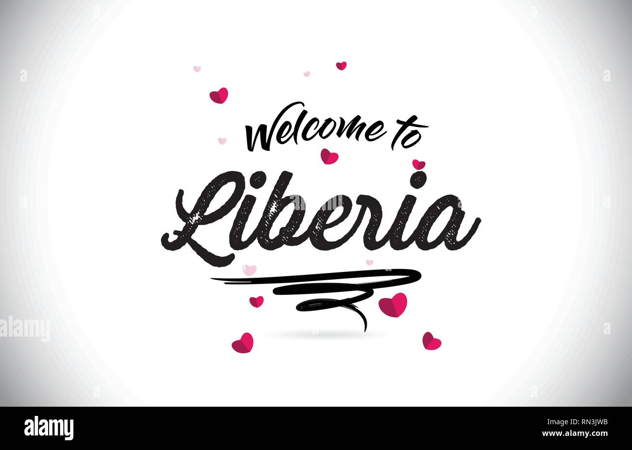 Liberia Welcome To Word Text with Handwritten Font and Pink Heart Shape ...
