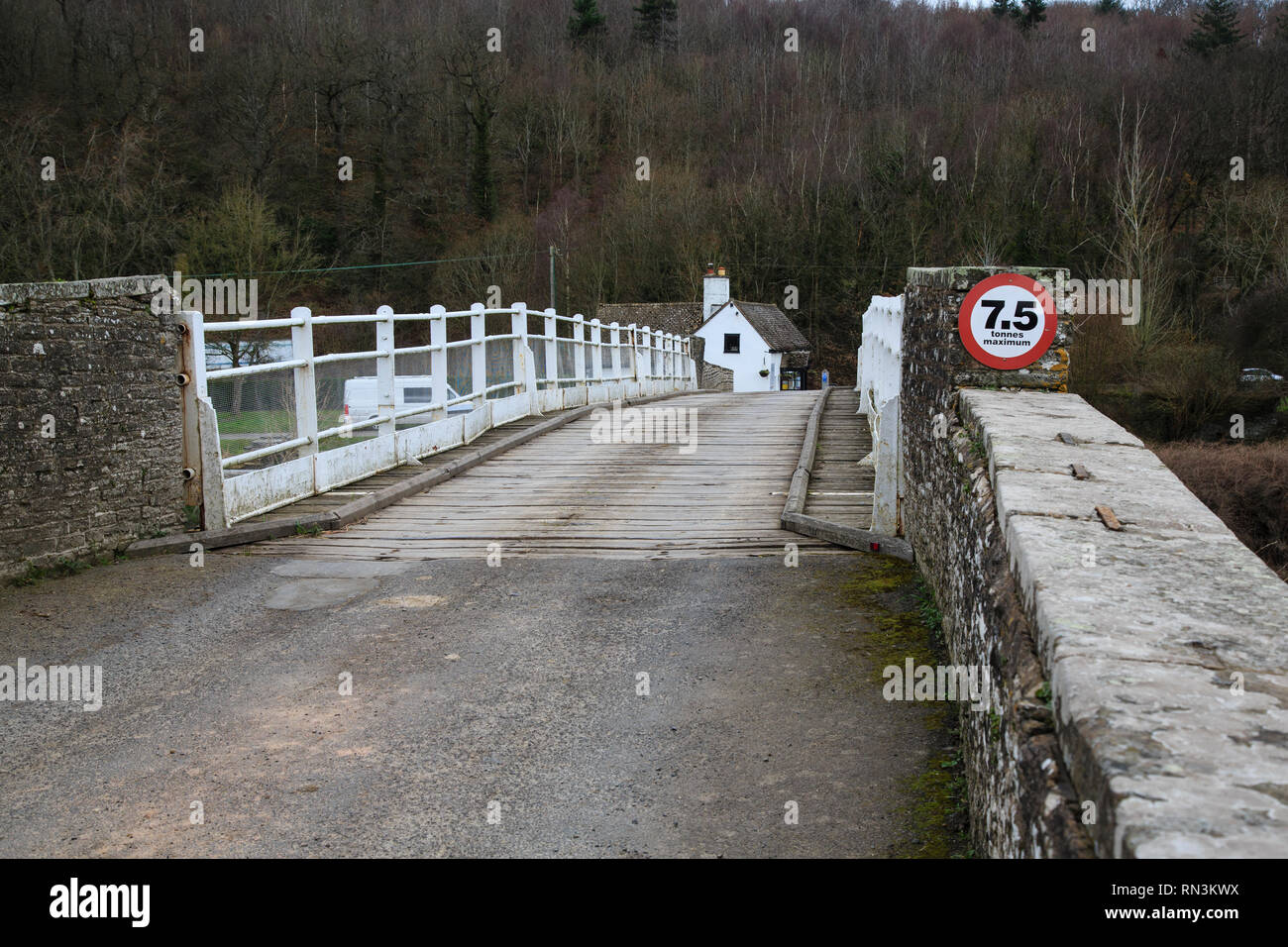 Whitney-on-Wye toll bridge, crossing the River Wye and linking ...