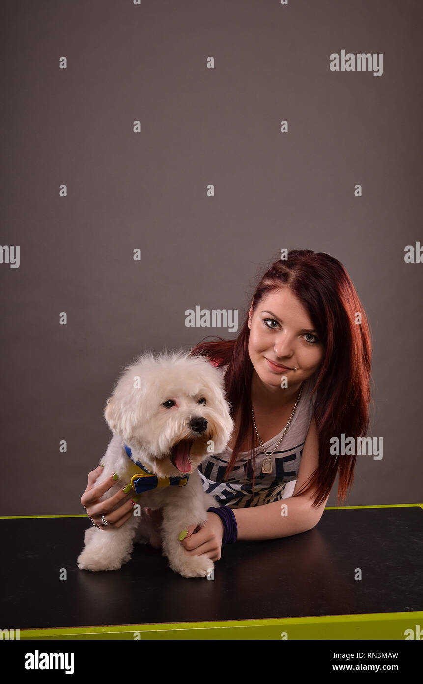 Young redhead with dog hi-res stock photography and images - Alamy