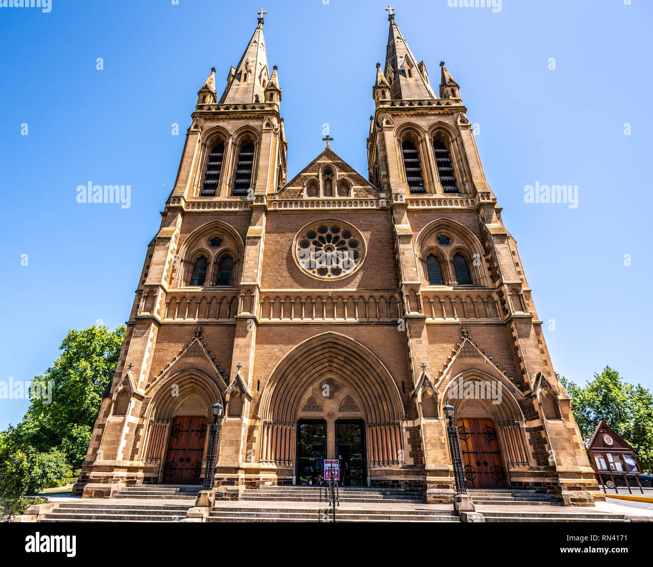 Front view of St. Peter's Cathedral facade an Anglican cathedral church ...