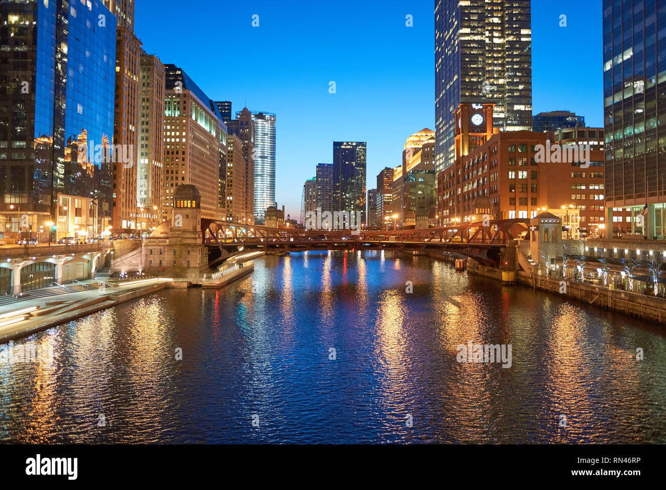CHICAGO, IL - CIRCA MARCH, 2016: Chicago at twilight. Chicago is the ...