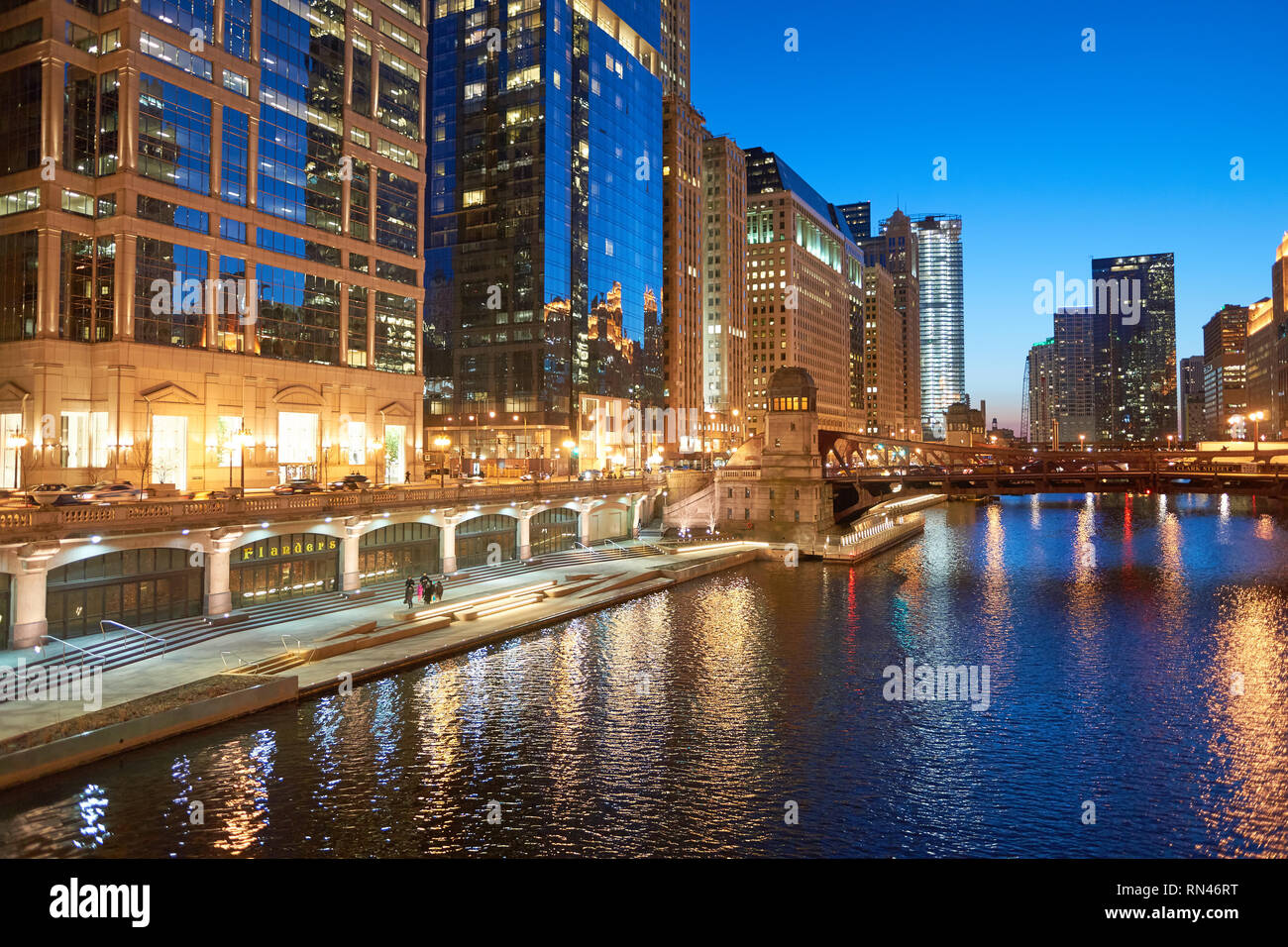 CHICAGO, IL - CIRCA MARCH, 2016: Chicago at twilight. Chicago is the ...