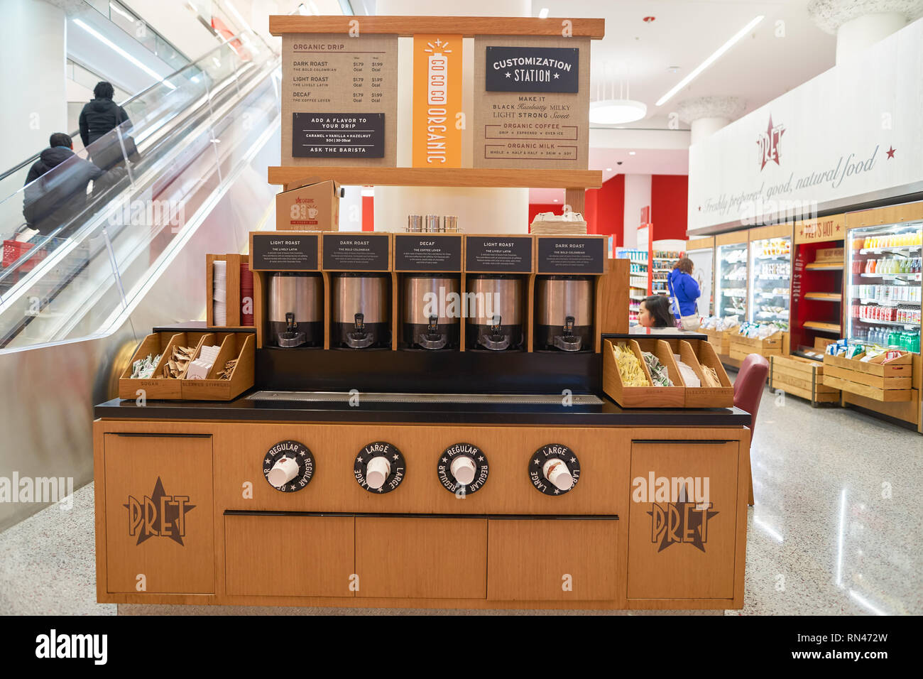 CHICAGO, IL - CIRCA MARCH, 2016: interior of Pret a Manger. Pret a ...