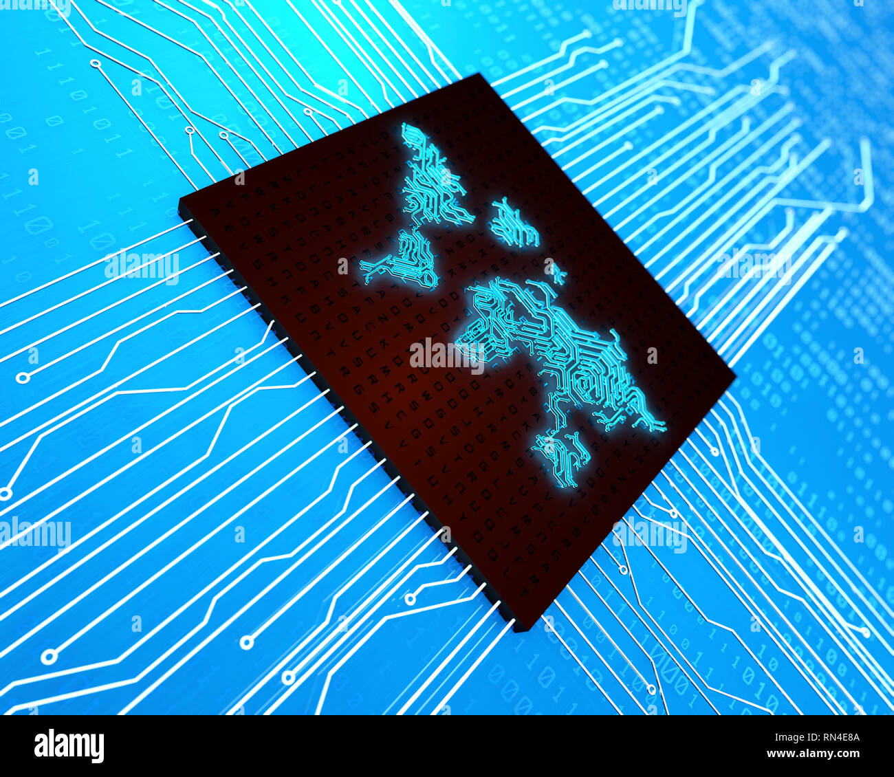 World map circuit board hi-res stock photography and images - Alamy