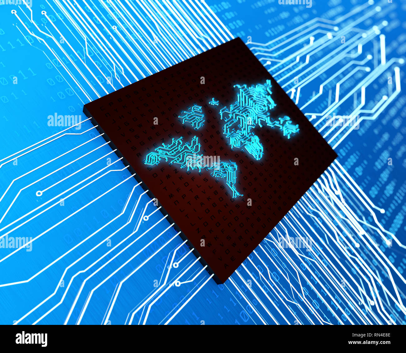 World map circuit board hi-res stock photography and images - Alamy