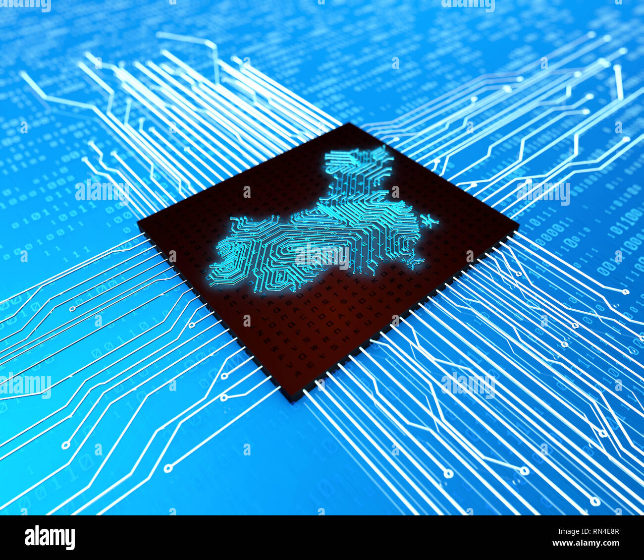Circuit board and map of China, electronic network technology Stock ...