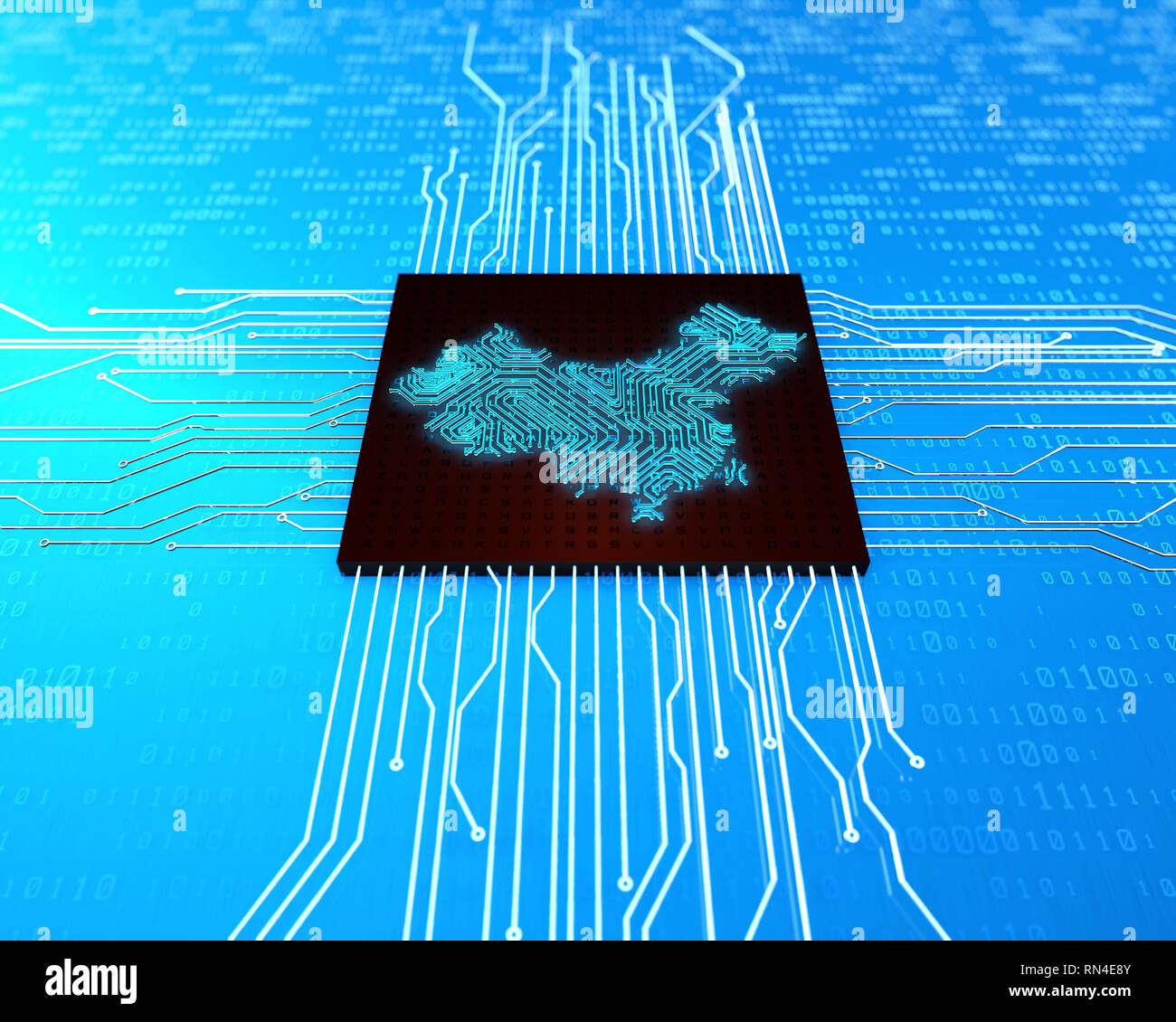 Circuit board and map of China, electronic network technology Stock ...