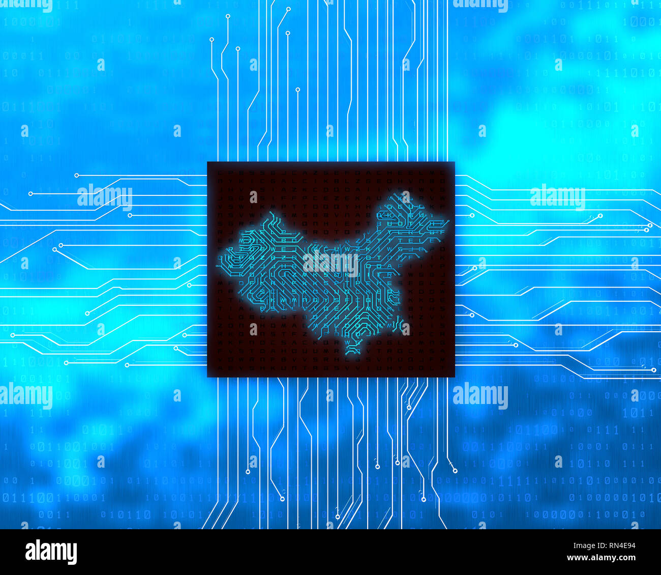 Circuit board and map of China, electronic network technology Stock ...