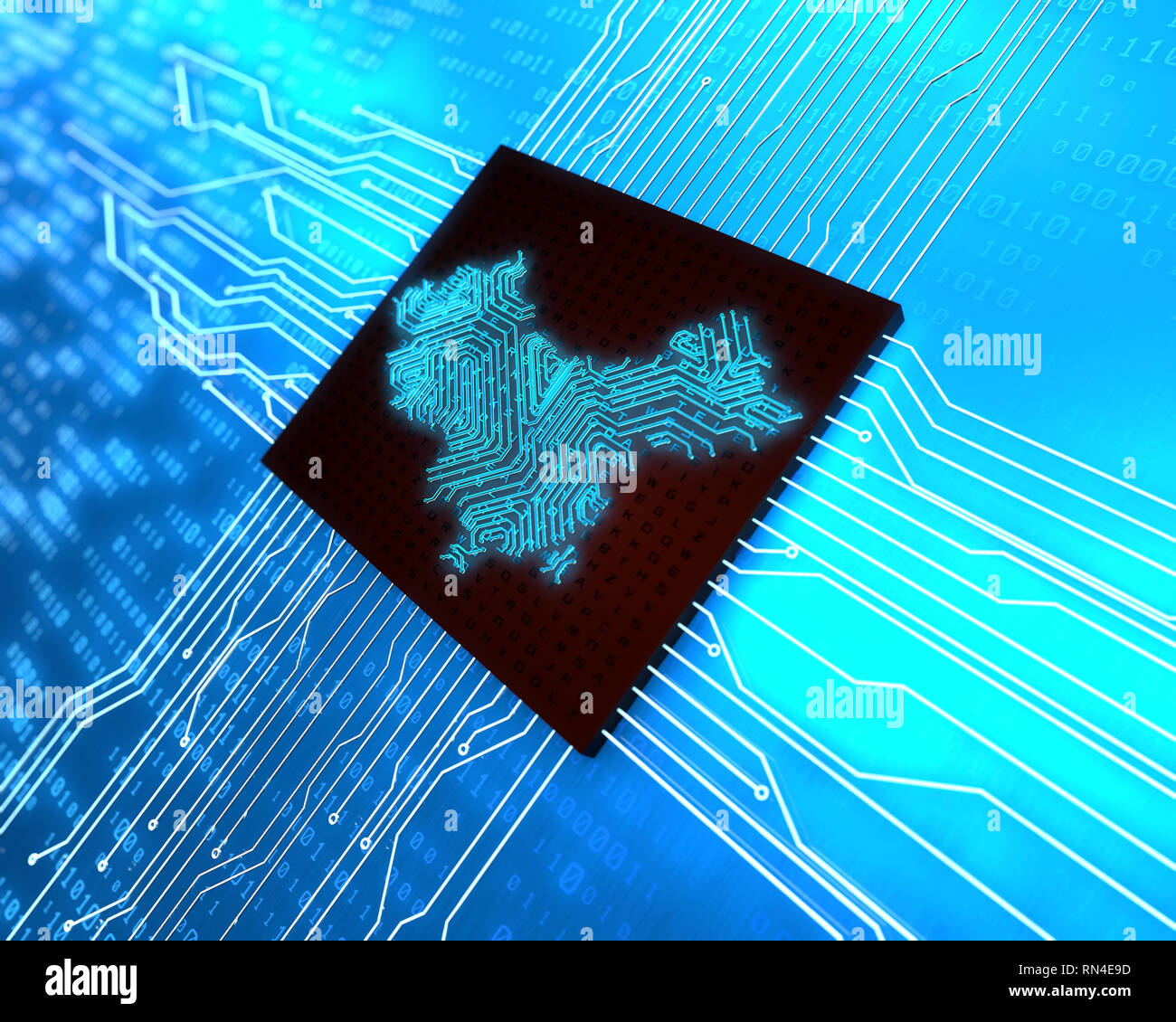Circuit board and map of China, electronic network technology Stock ...