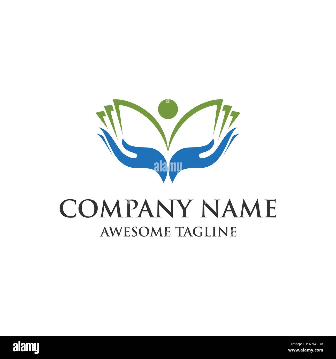 abstract logo with hand graphics and book. education symbol. vector ...