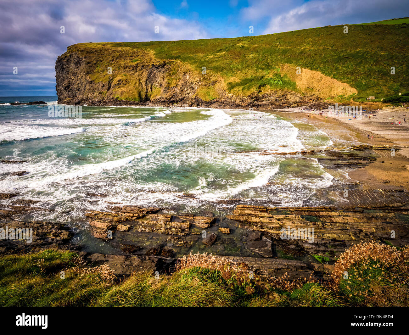 The beach of Crackington Haven Cornwall Stock Photo - Alamy