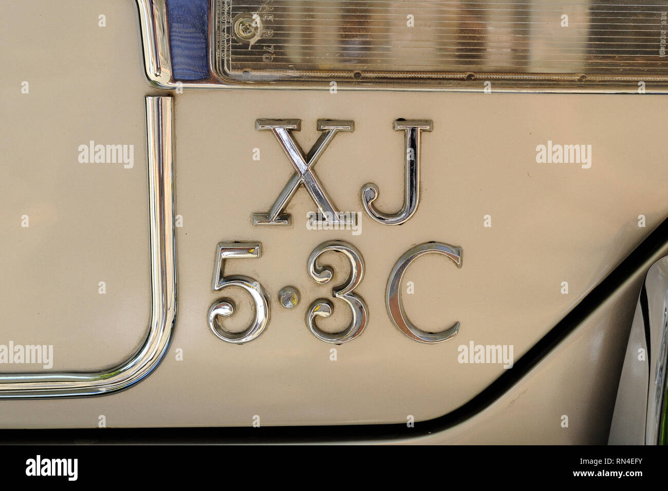 Jaguar XJC nameplate Stock Photo - Alamy