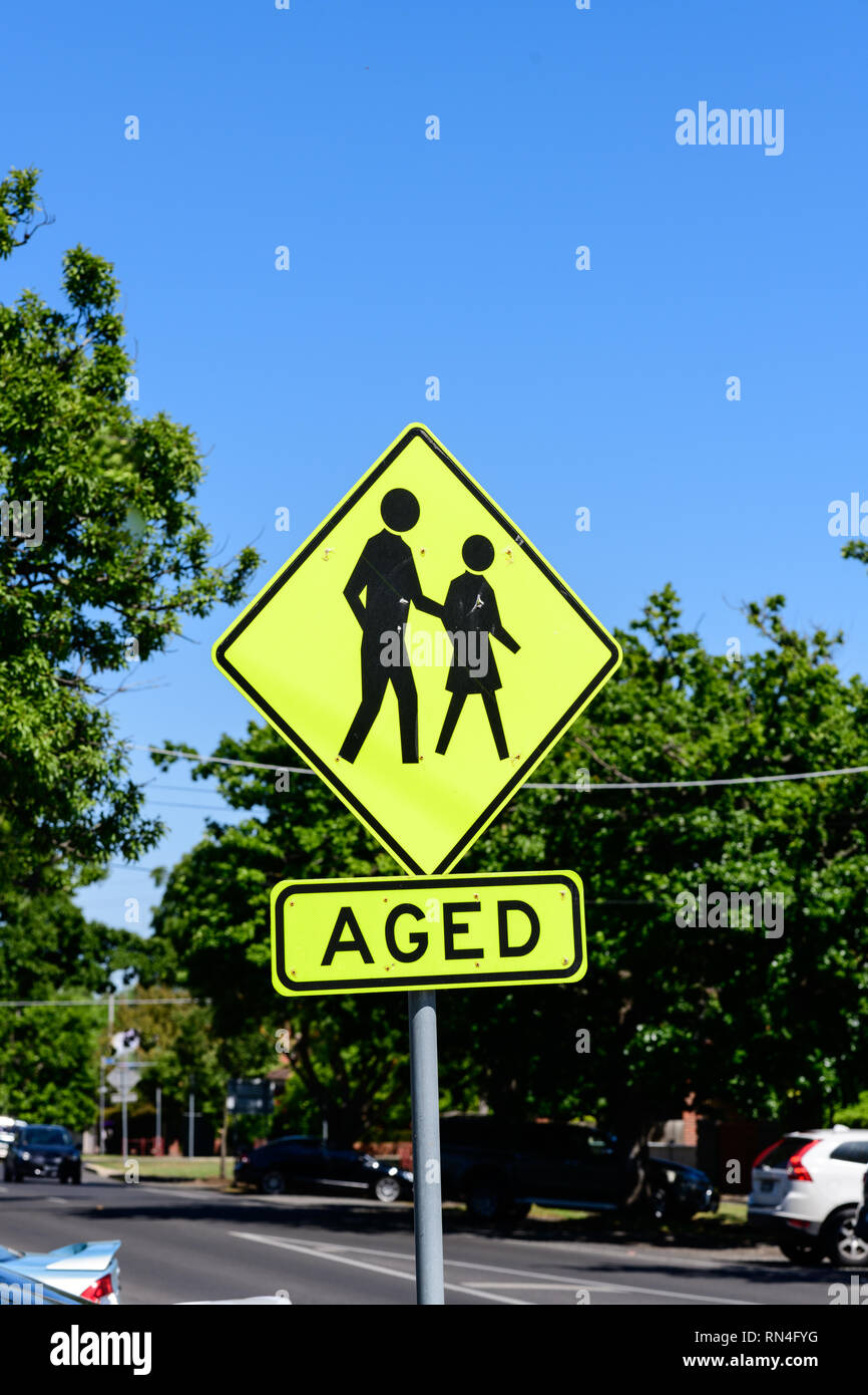 Elderly persons in area sign Stock Photo - Alamy