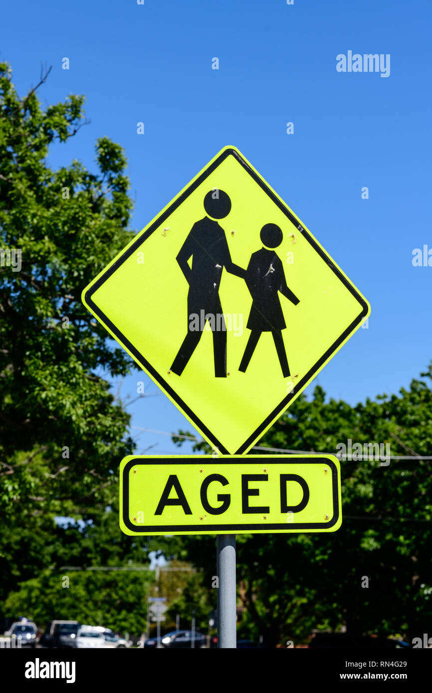 Elderly persons in area sign Stock Photo - Alamy