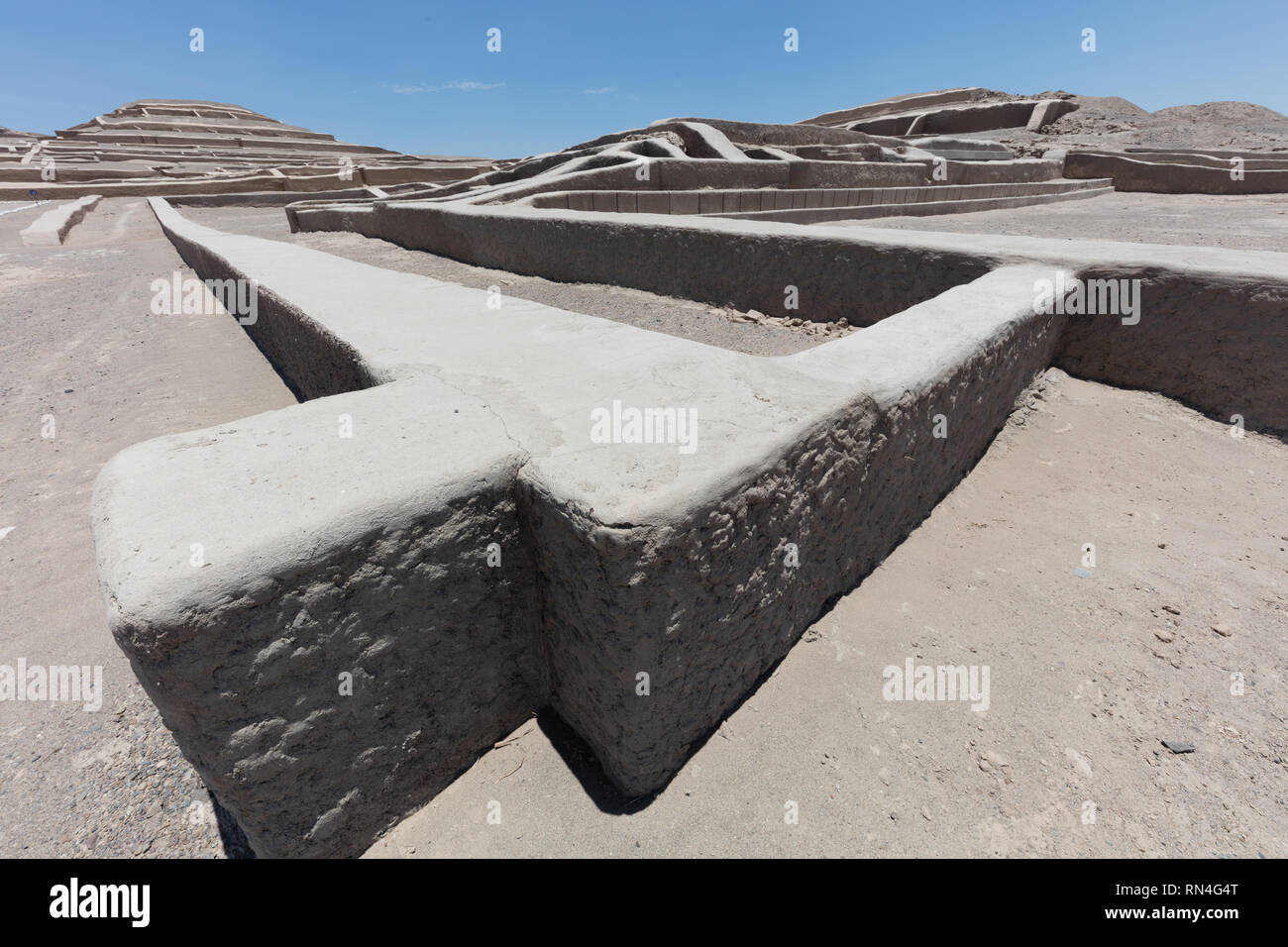 Pyramid of Cauachi, archaeological site In the Nazca region, Peru Stock ...