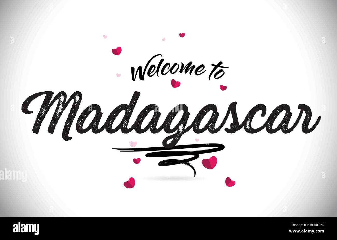 Madagascar Welcome To Word Text with Handwritten Font and Pink Heart ...