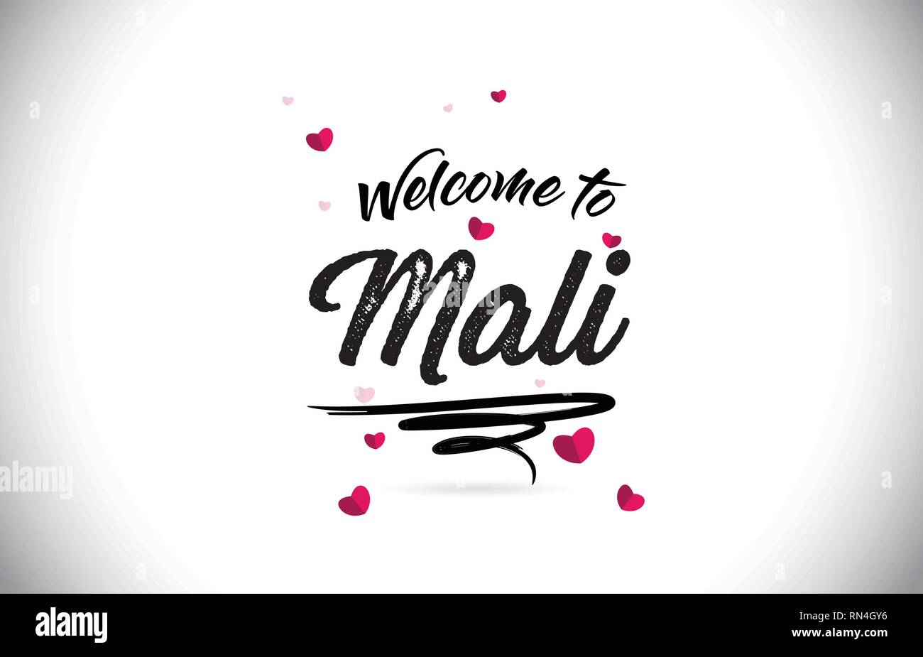 Mali Welcome To Word Text with Handwritten Font and Pink Heart Shape ...