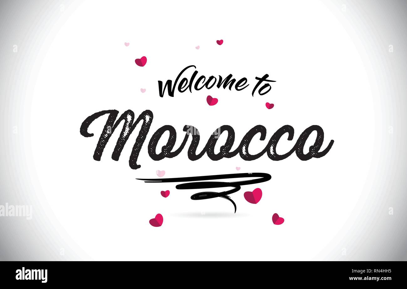 Morocco Welcome To Word Text with Handwritten Font and Pink Heart Shape ...