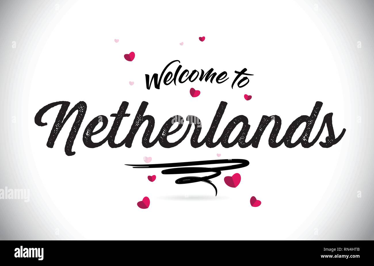 Netherlands Welcome To Word Text with Handwritten Font and Pink Heart ...