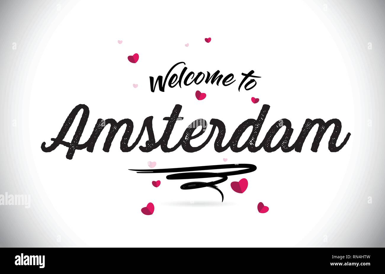 Amsterdam Welcome To Word Text with Handwritten Font and Pink Heart ...