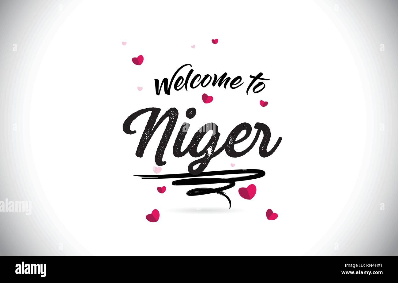 Niger Welcome To Word Text with Handwritten Font and Pink Heart Shape ...