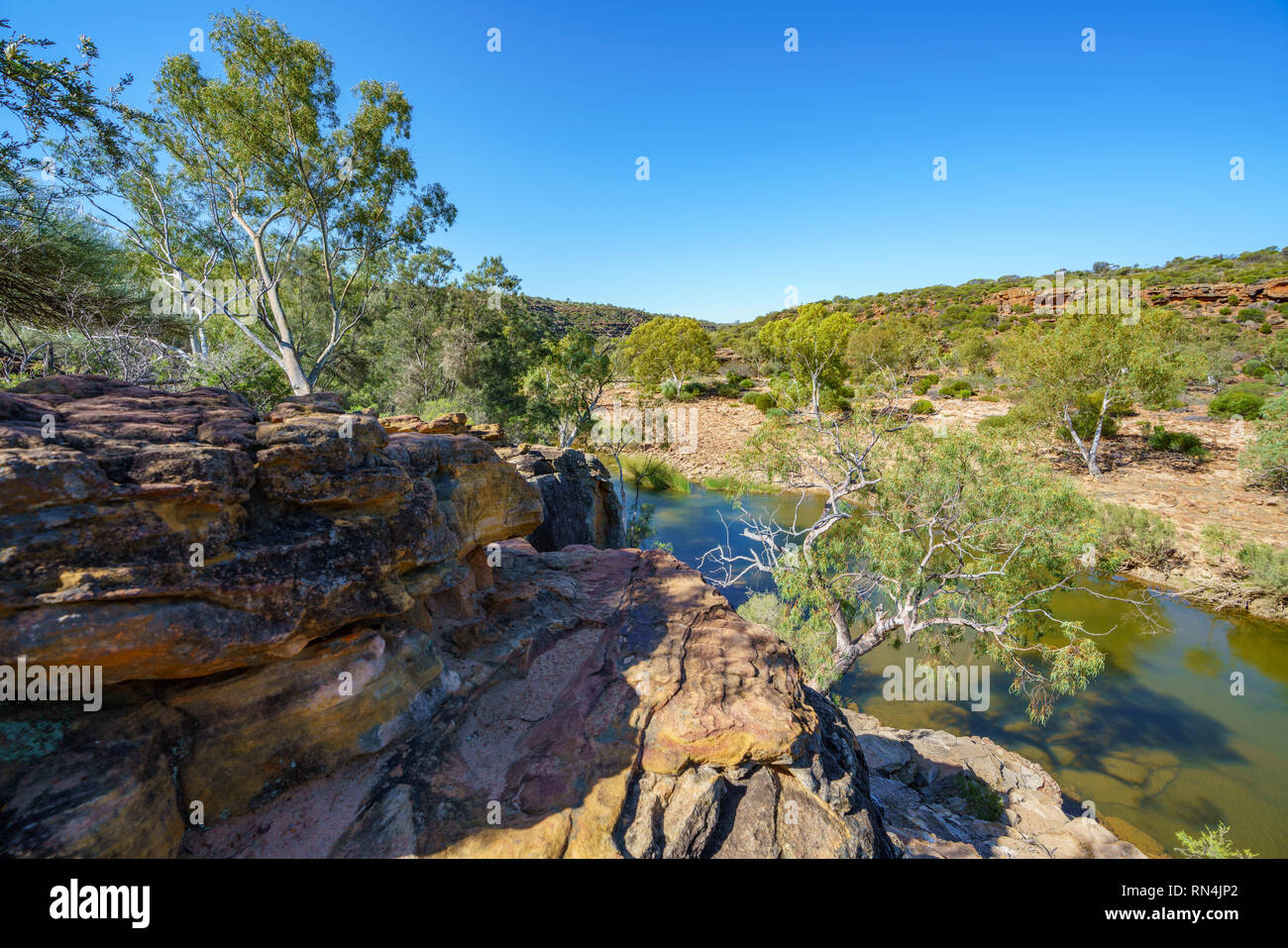 murchison river from ross graham lookout in kalbarri national park on a ...