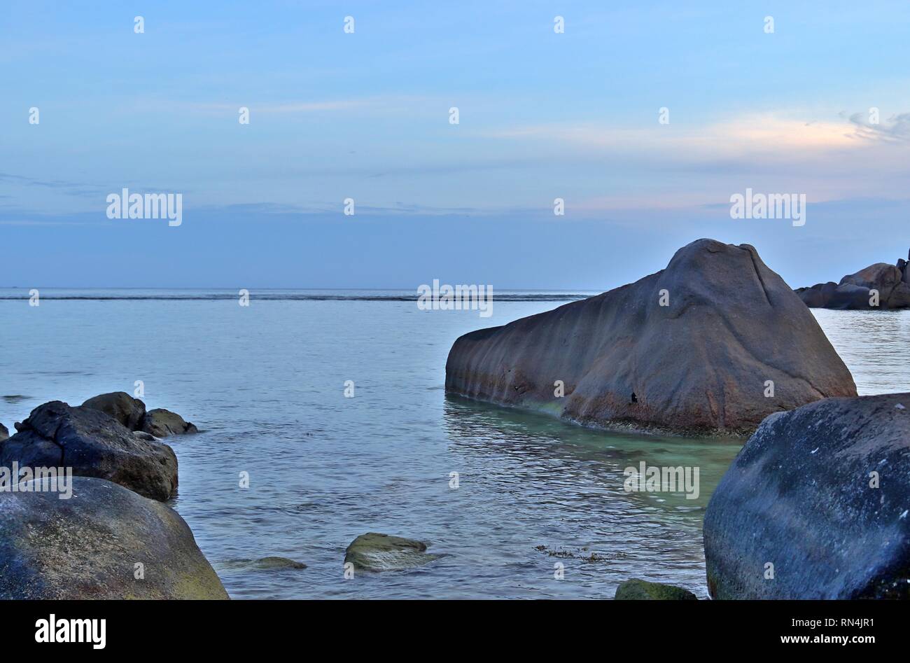 Beautiful rocks at the beaches of the tropical paradise island ...