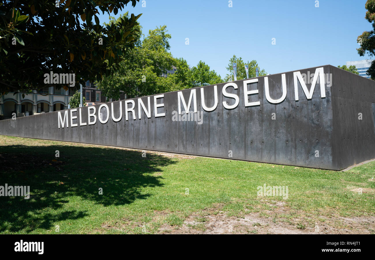 3rd January 2019, Melbourne Australia : Melbourne Museum sign with name ...