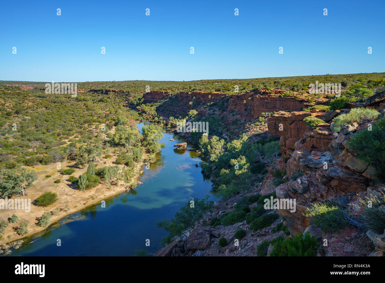 murchison river from hawks head lookout in kalbarri national park on a ...