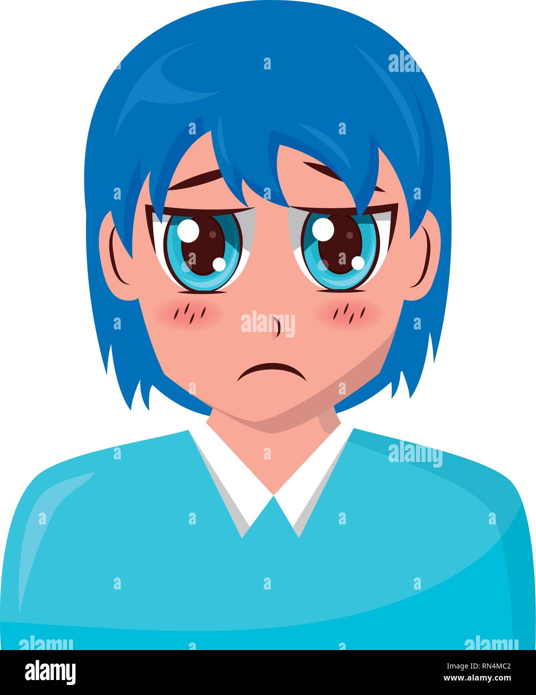Anime Girl Cartoon Blue Hair Stock Photos & Anime Girl Cartoon Blue ...