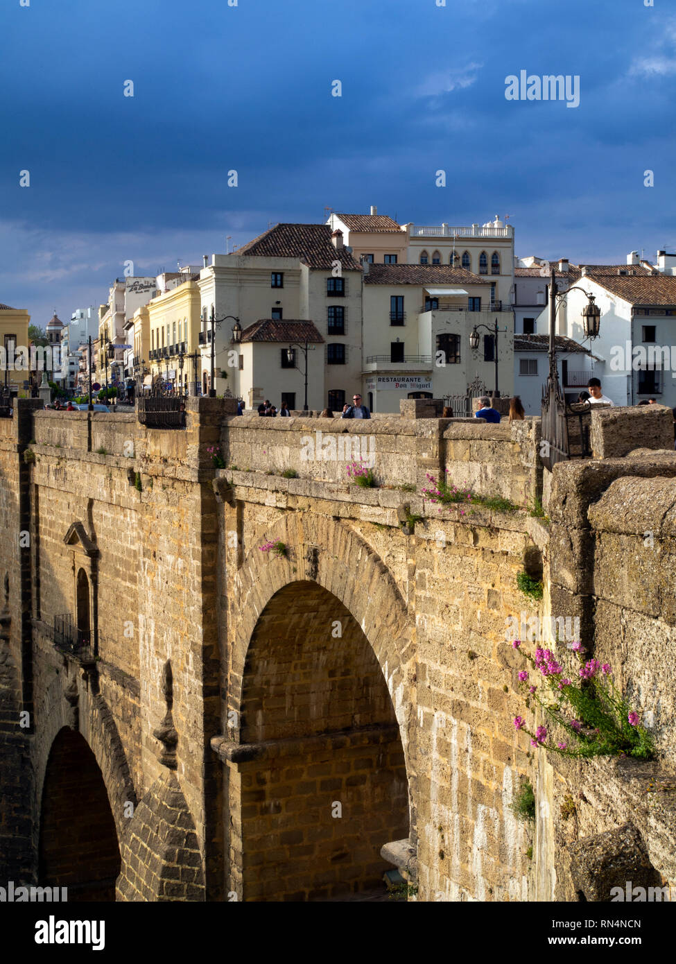 The Puente Nuevo, an 18th century bridge spanning a 120 meter chasm in ...