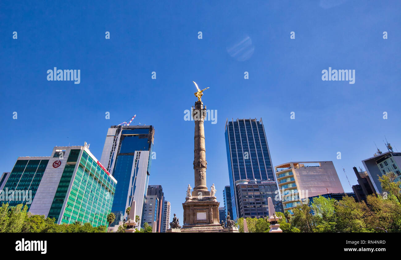 Mexico City, Mexico-22 April, 2018: Angel of Independence monument, a ...