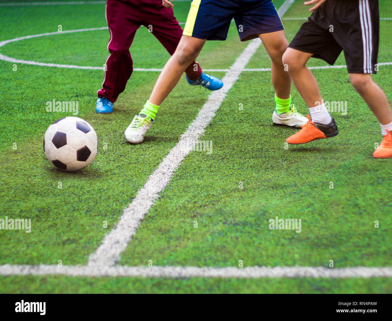 The footballers are competing in sports of elementary school Stock ...