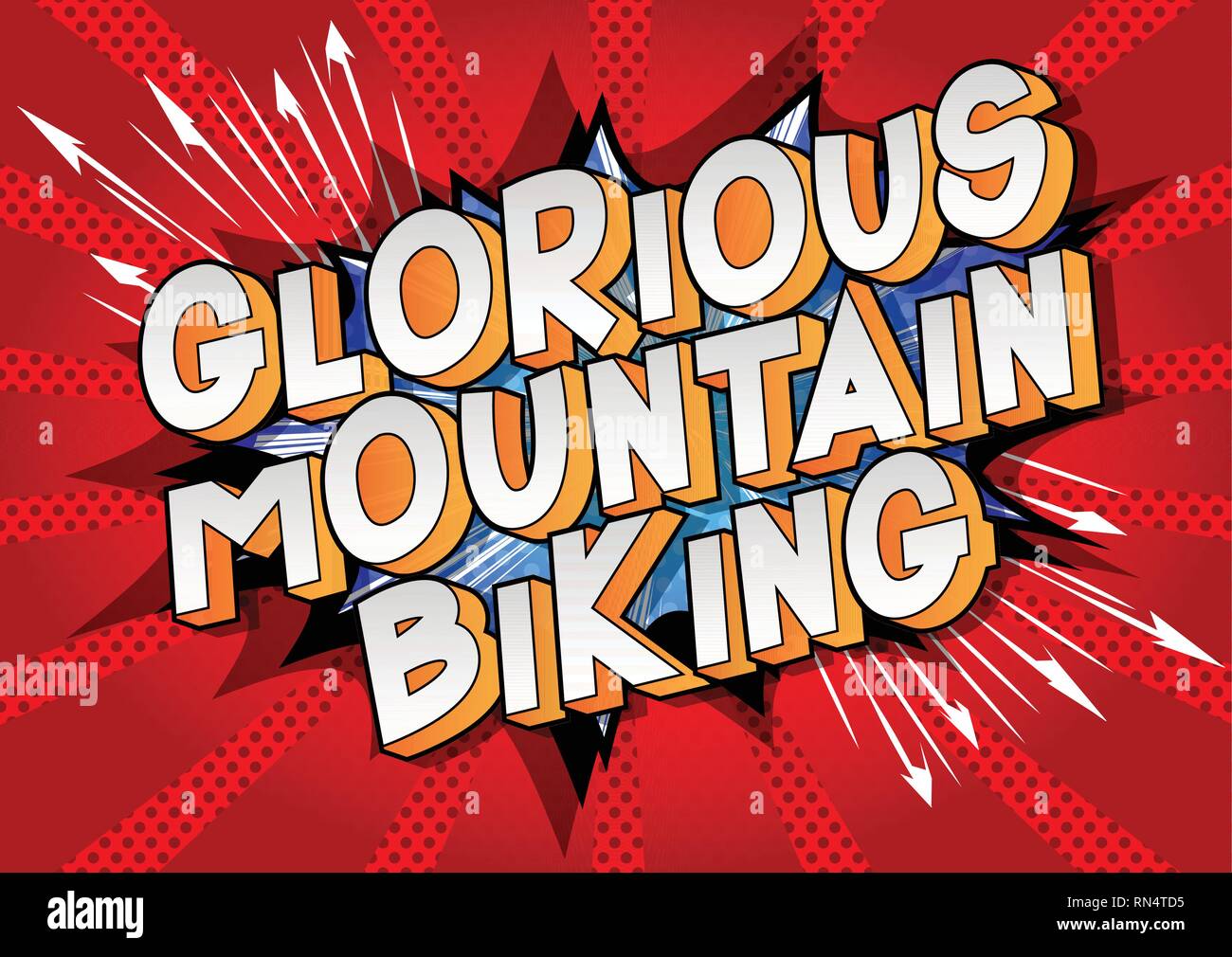 Glorious Mountain Biking - Vector illustrated comic book style phrase ...