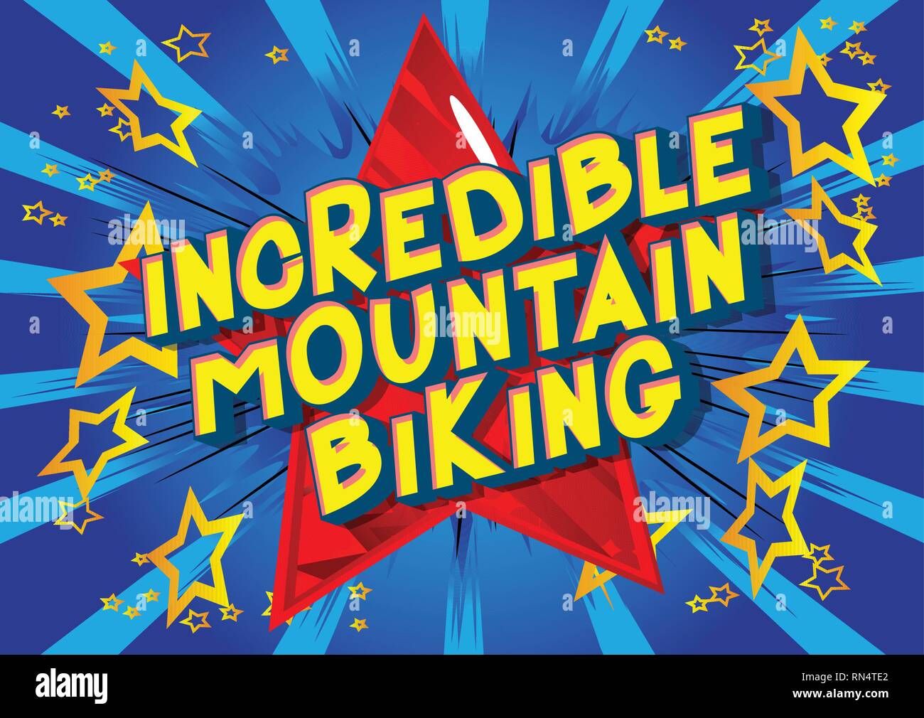 Incredible Mountain Biking - Vector illustrated comic book style phrase ...