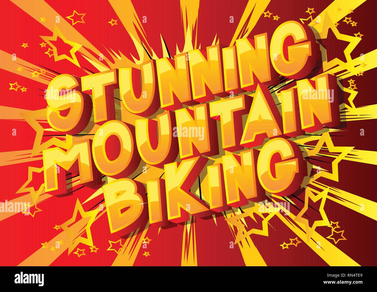 Stunning Mountain Biking - Vector illustrated comic book style phrase ...