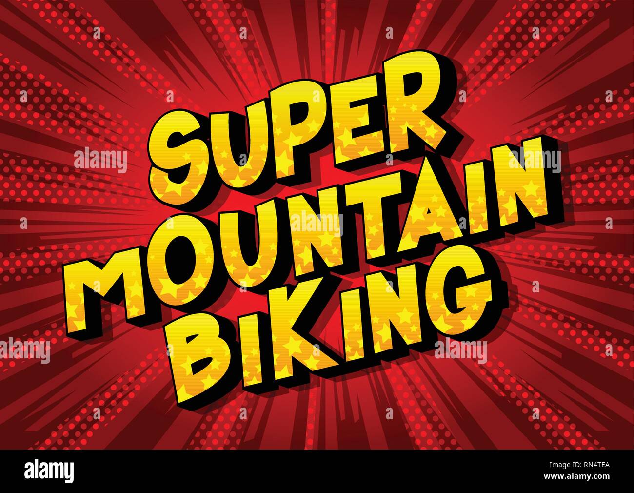 Super Mountain Biking - Vector illustrated comic book style phrase on ...