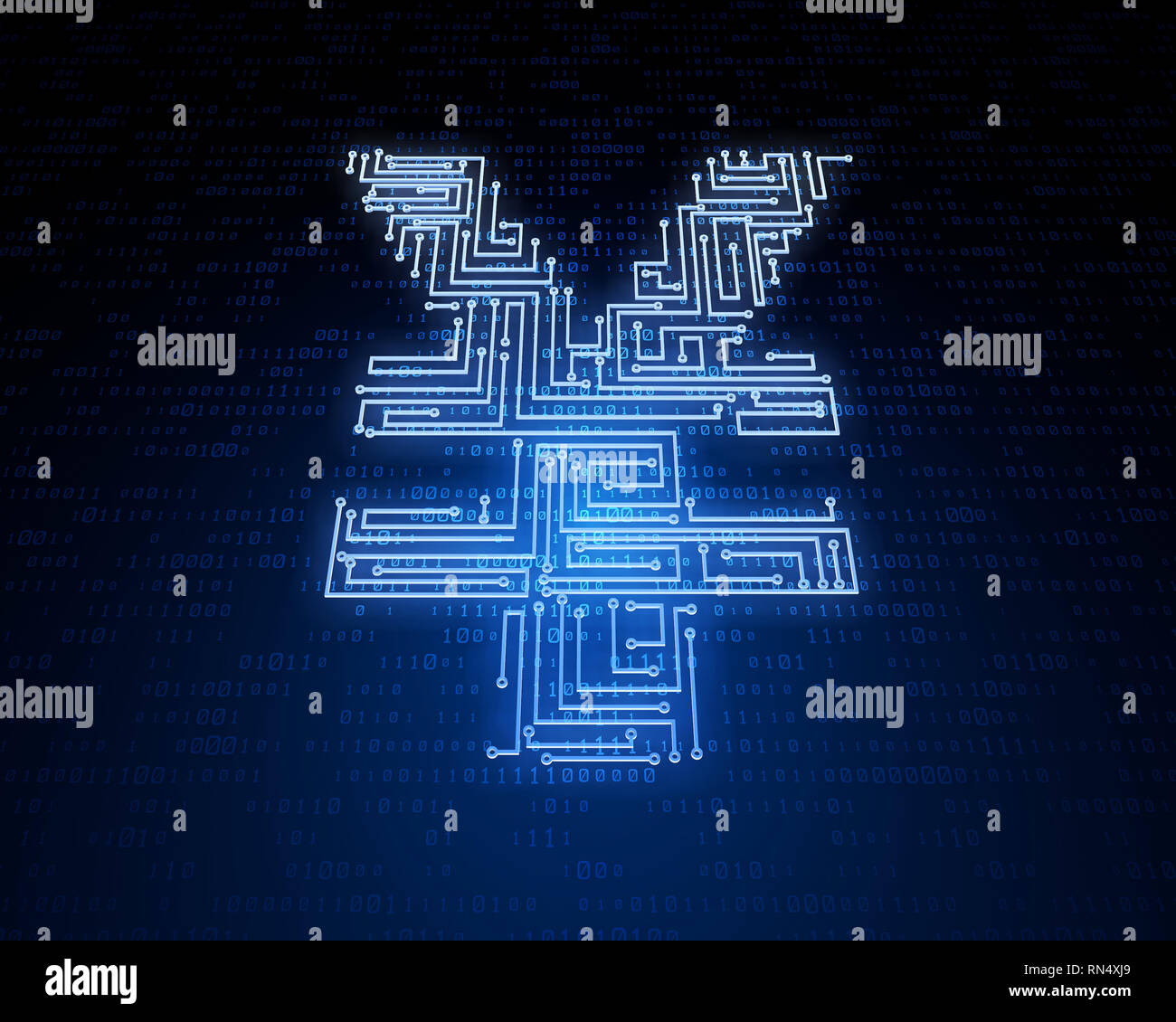 Electronic financial technology, RMB symbol, network data transmission ...