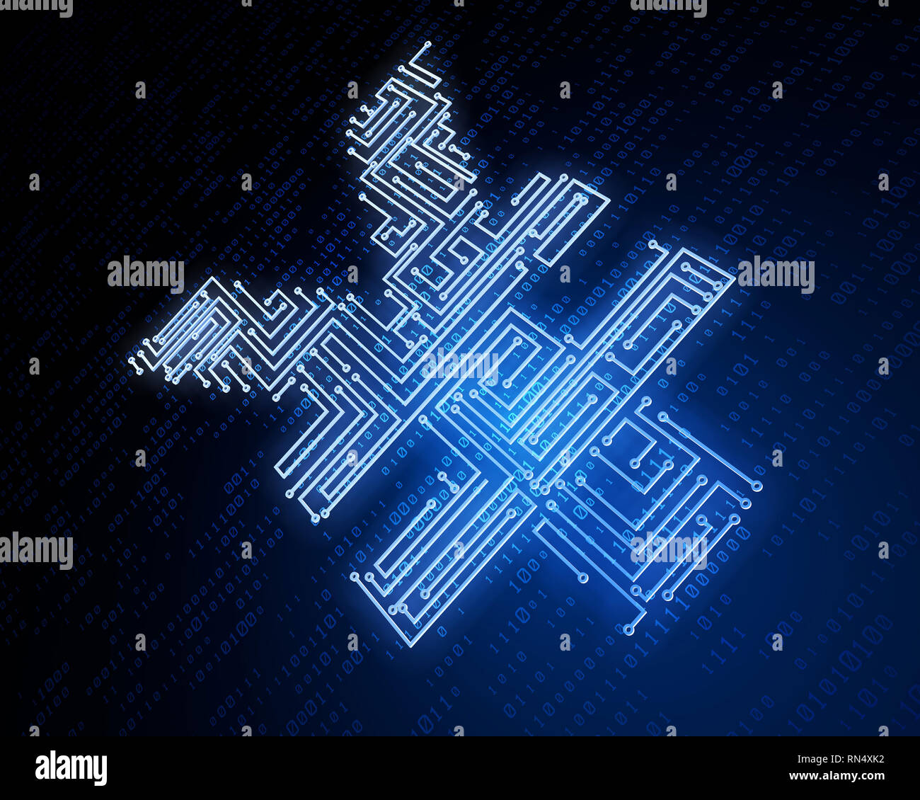 Electronic financial technology, RMB symbol, network data transmission ...
