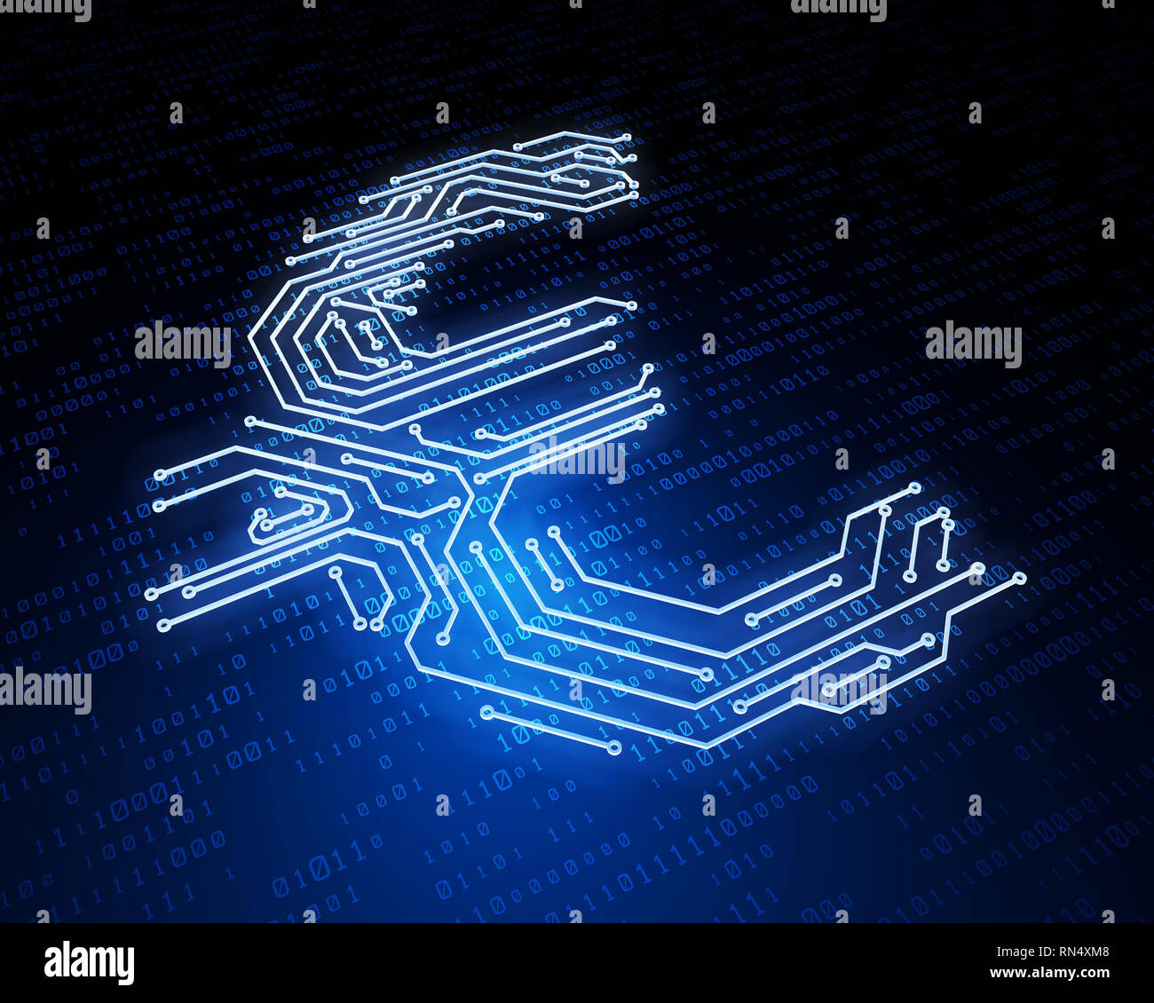 Electronic financial technology, Euro symbol, network data transmission ...