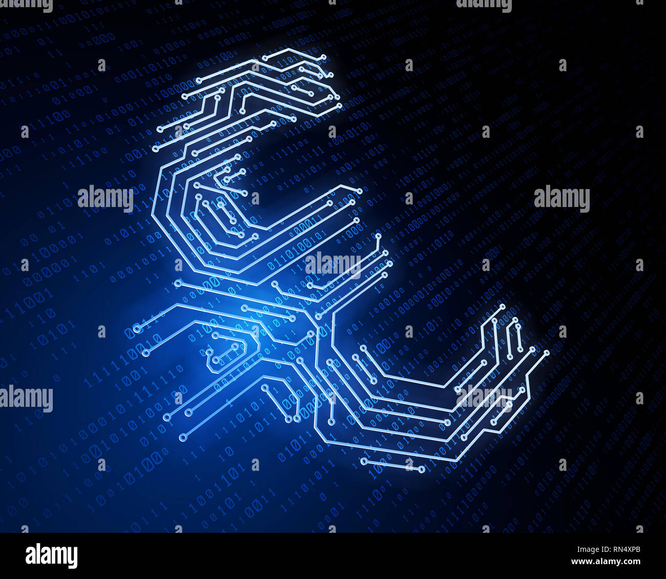 Electronic financial technology, Euro symbol, network data transmission ...
