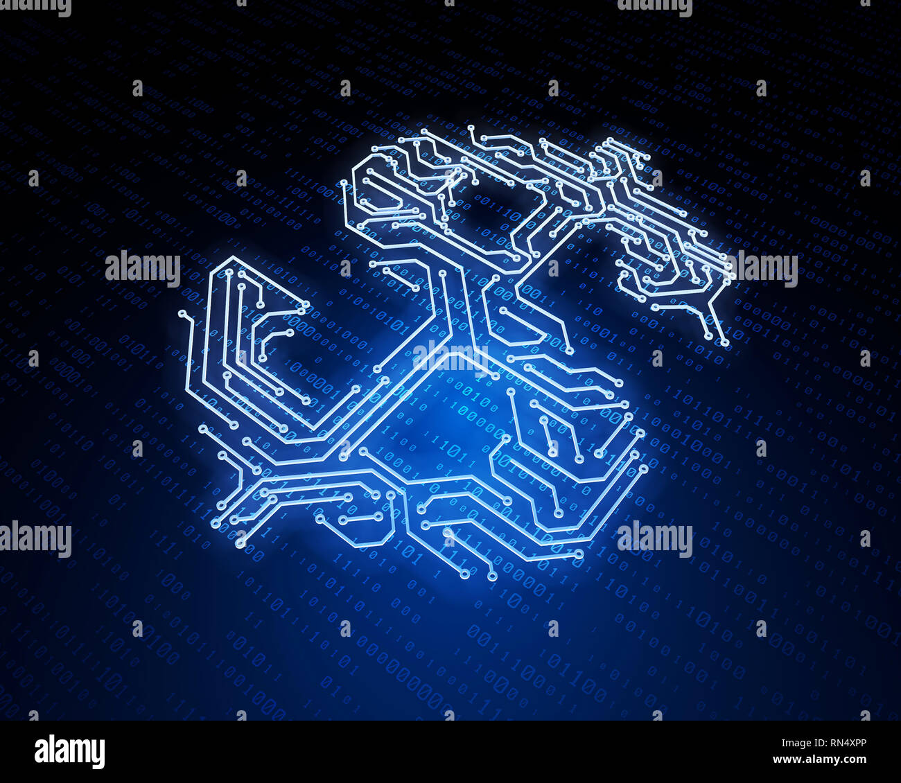 Electronic financial technology, dollar sign, network data transmission ...