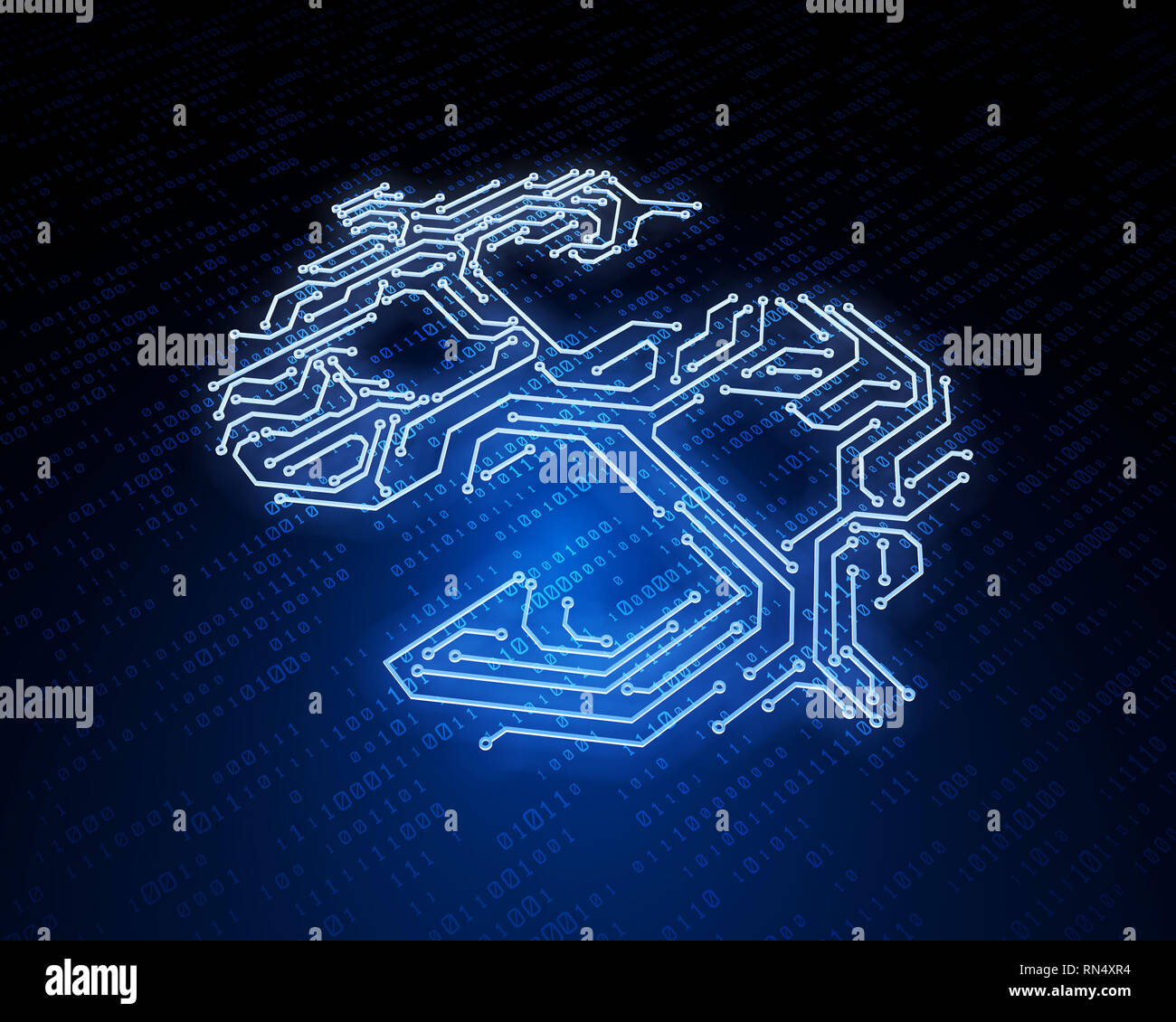 Electronic financial technology, dollar sign, network data transmission ...