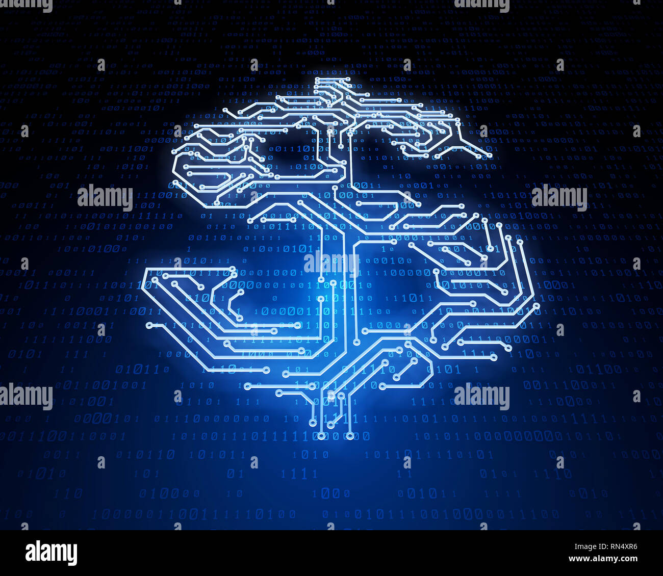 Electronic financial technology, dollar sign, network data transmission ...